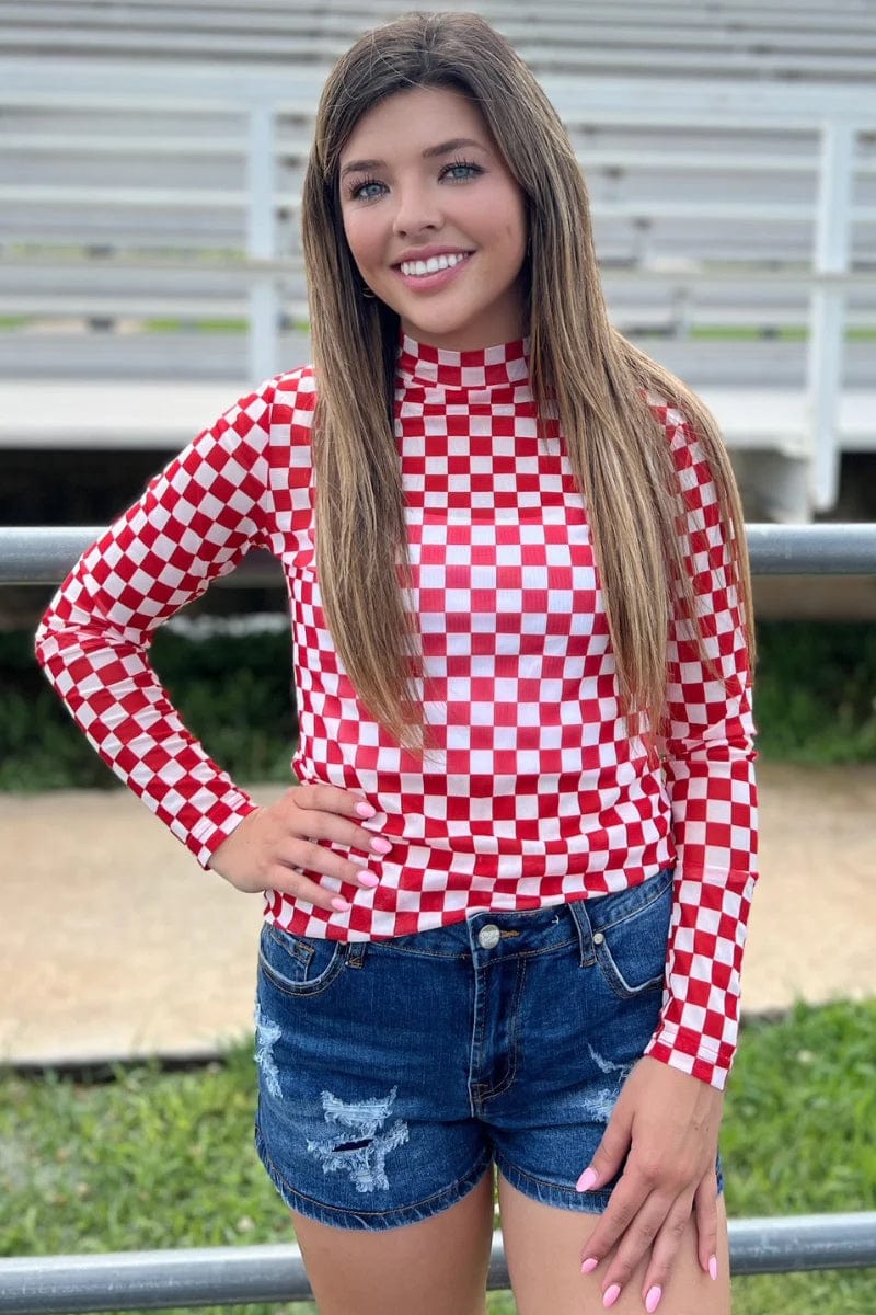 Red Checkered Mesh Top – Western Soul®